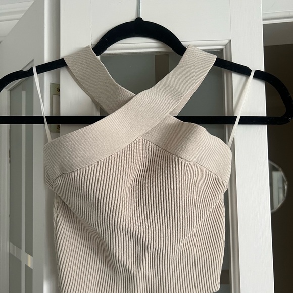 Babaton | Tops | Aritzia Babaton Beige Ribbed Halter Top | Poshmark